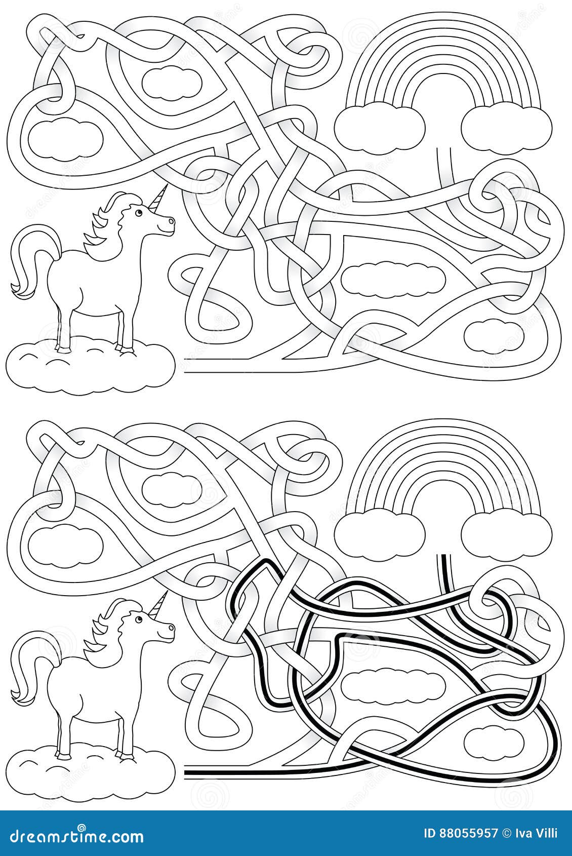 Labirinto dell'unicorno illustrazione vettoriale. Illustrazione di ... Labirinto dell'unicorno illustrazione vettoriale. Illustrazione di ...