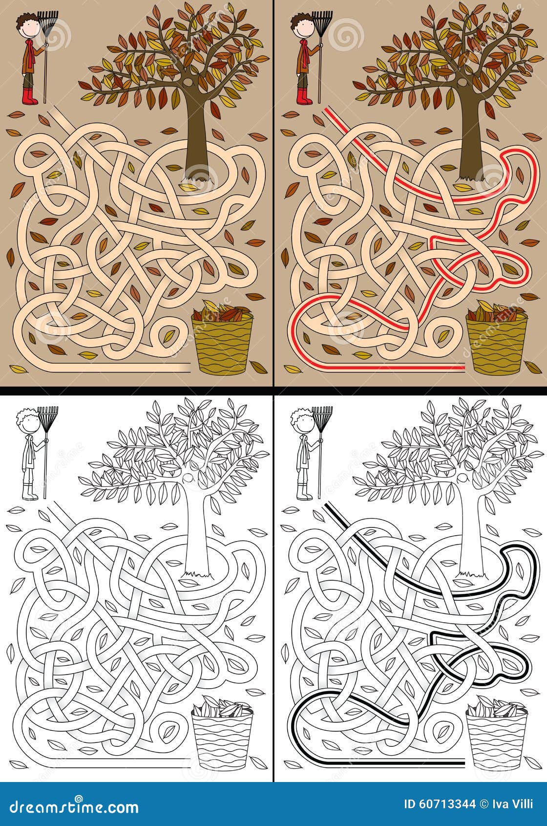 Labirinto di autunno illustrazione vettoriale. Illustrazione di albero ...