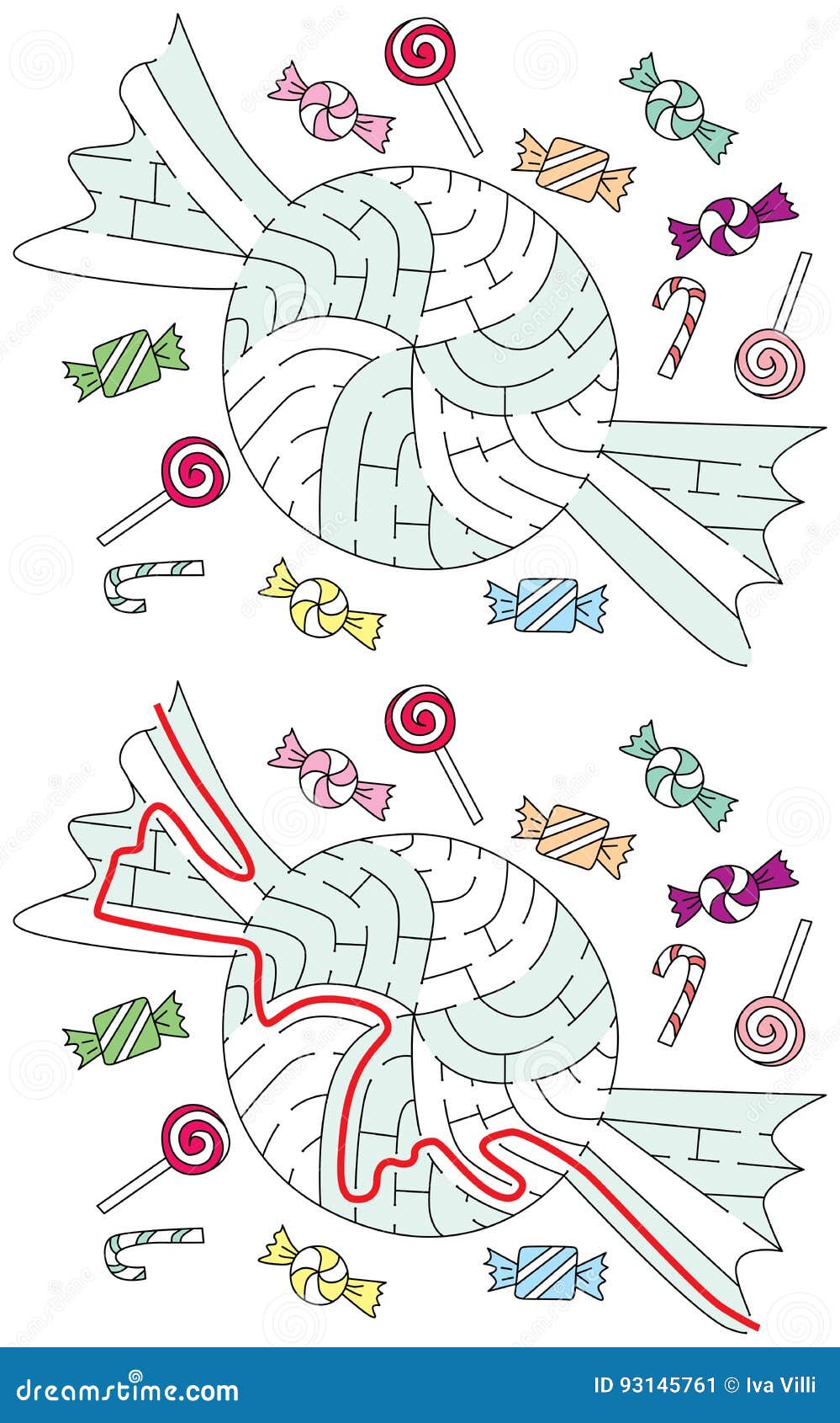 Labirinto Facile Della Caramella Illustrazione Vettoriale ...