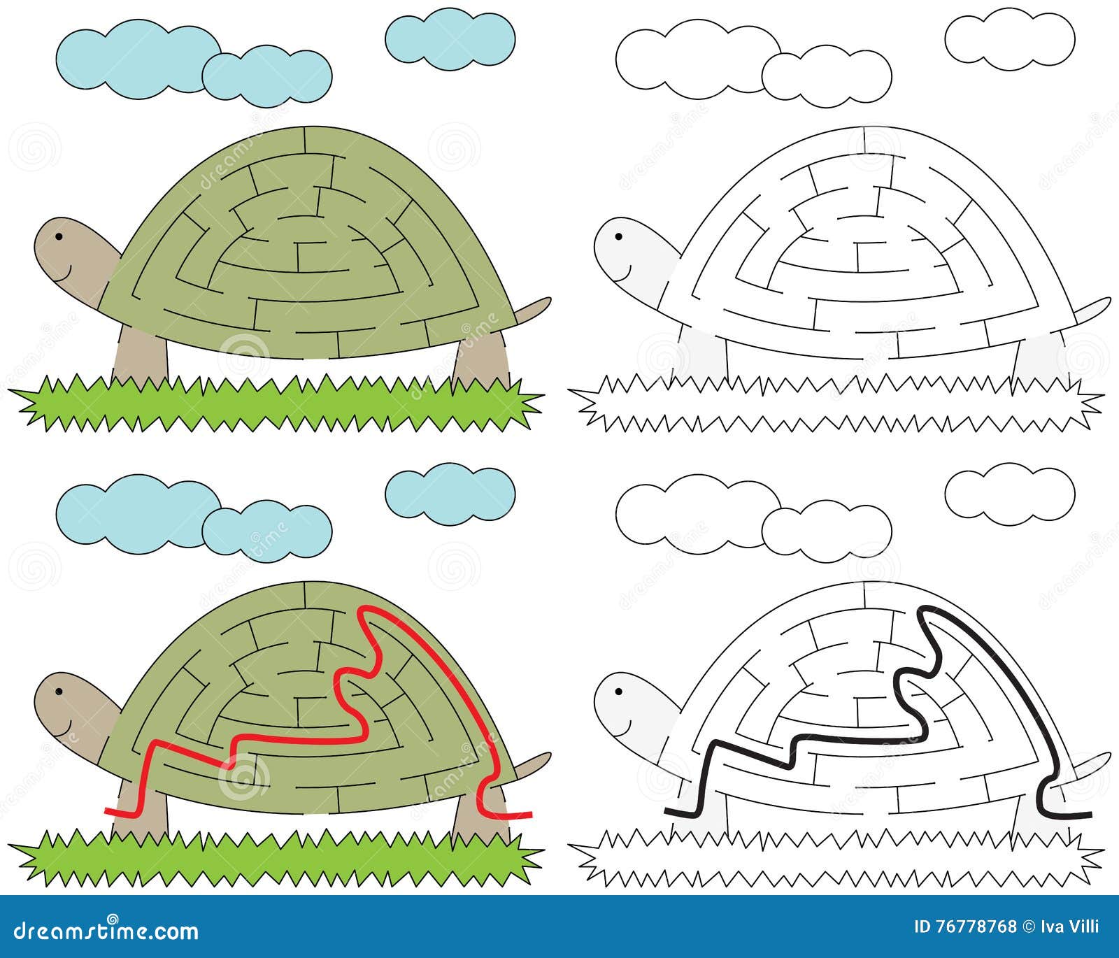 Labirinto Facile Della Tartaruga Illustrazione Vettoriale ...