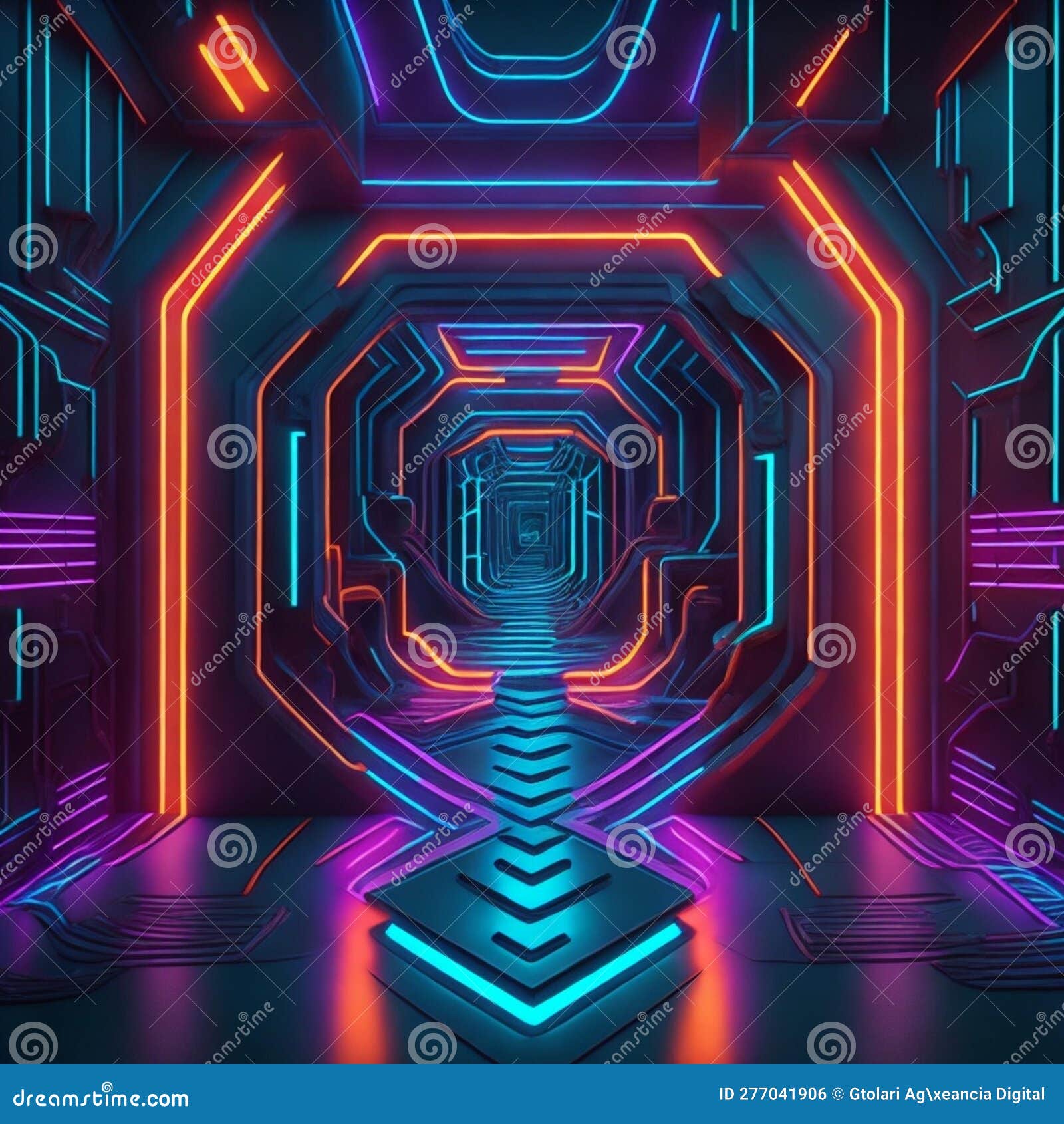 Modern Futuristic Neon 3d Maze. Labyrinth Background. Neon Lights Stock ...