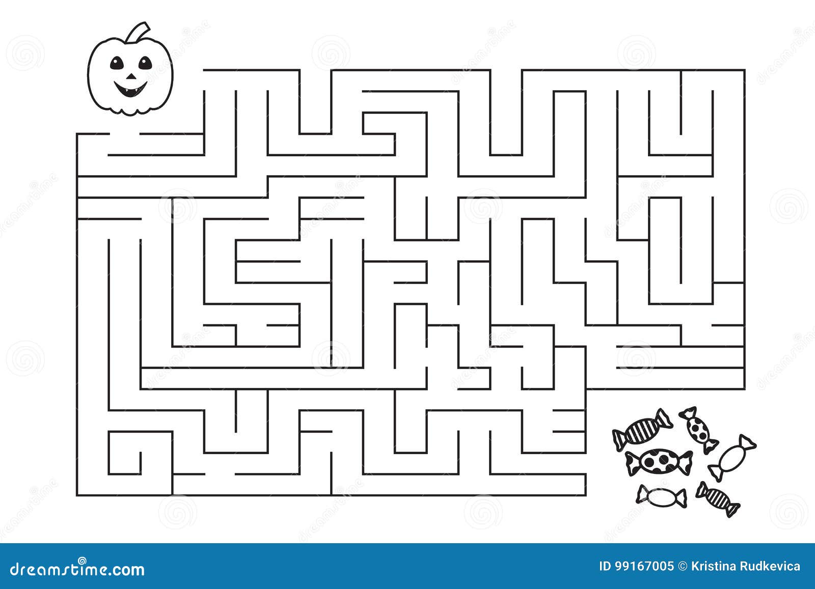 Labirinto Per I Bambini Zucca E Caramelle Di Halloween Illustrazione ...