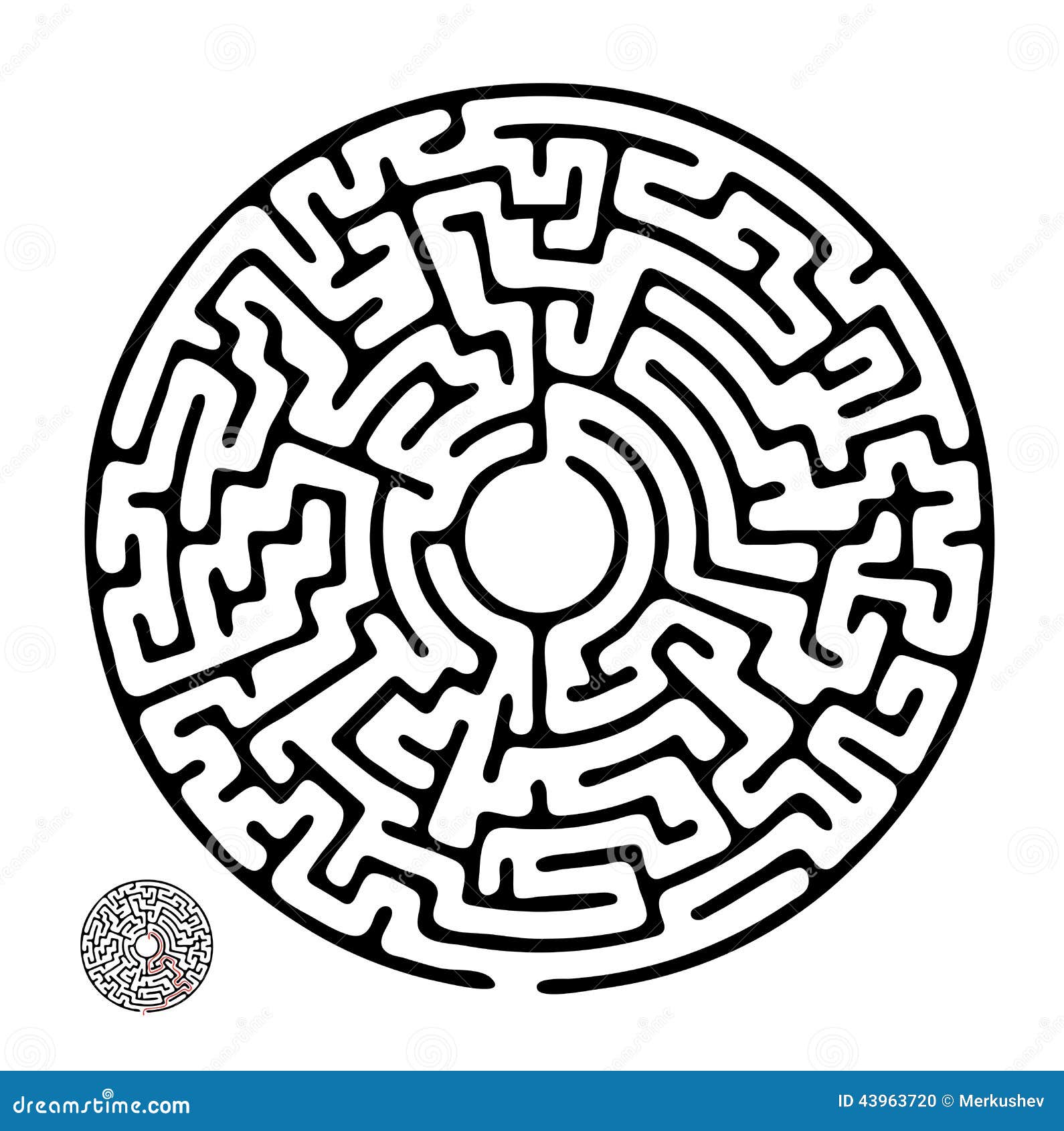 Labirinto Redondo Do Vetor Preto Ilustração do Vetor - Ilustração de ...