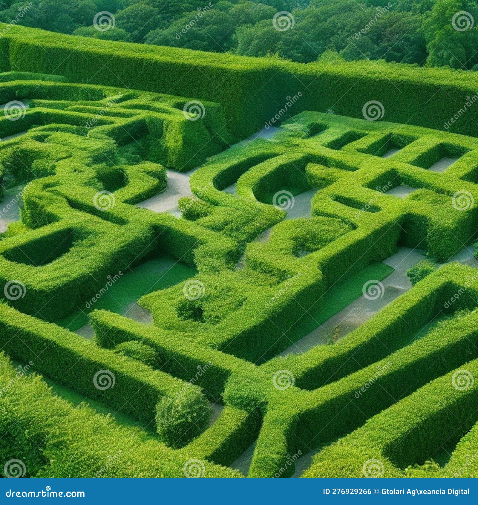 Green Labyrinth. Plant Maze. Garden. Aerial View of Green Labyrinth ...