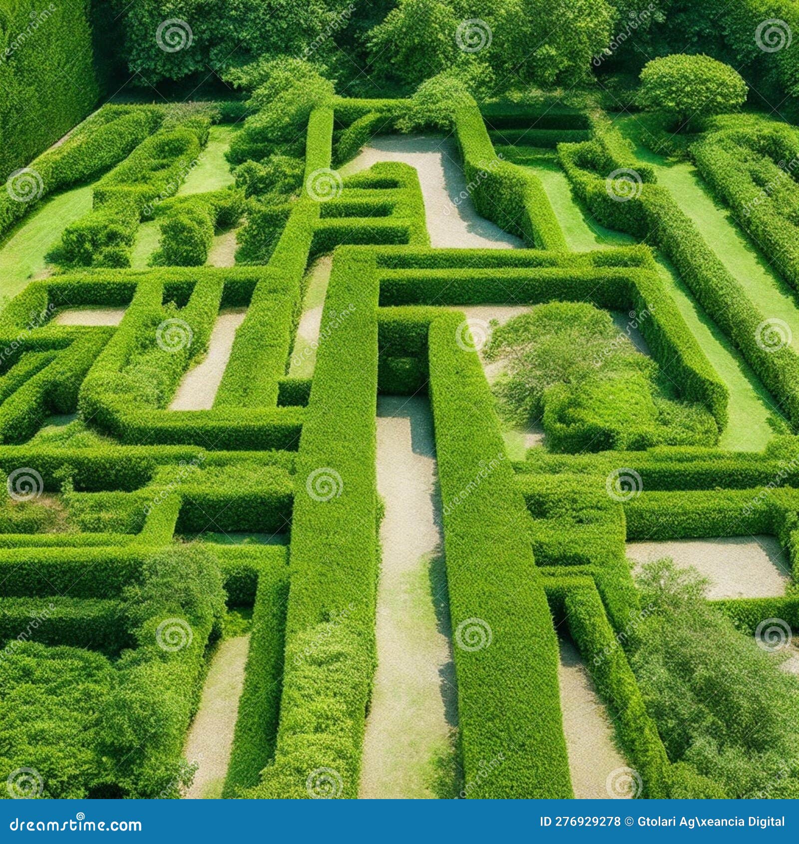 Green Labyrinth. Plant Maze. Garden. Aerial View of Green Labyrinth ...