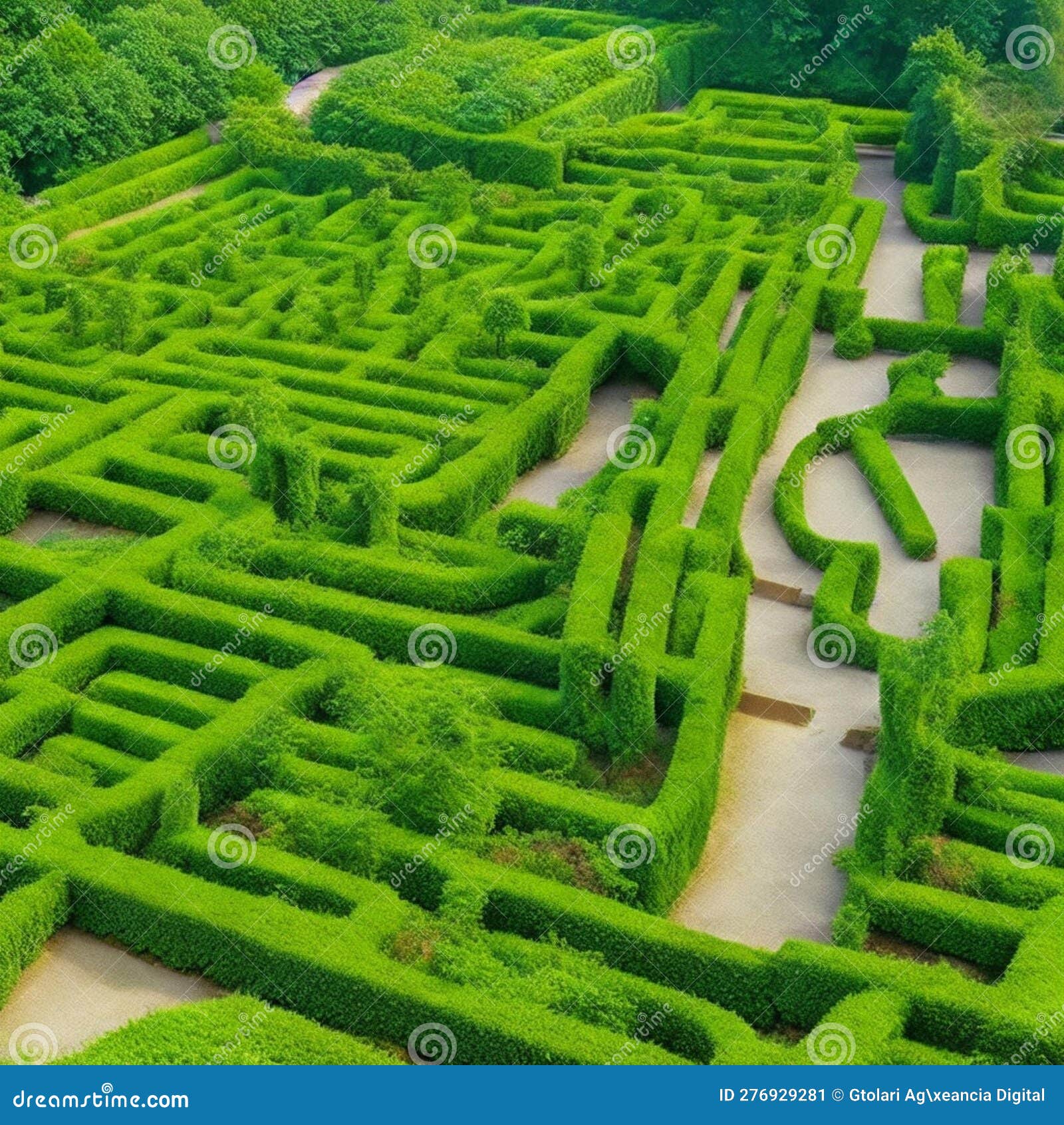 Green Labyrinth. Plant Maze. Garden. Aerial View of Green Labyrinth ...