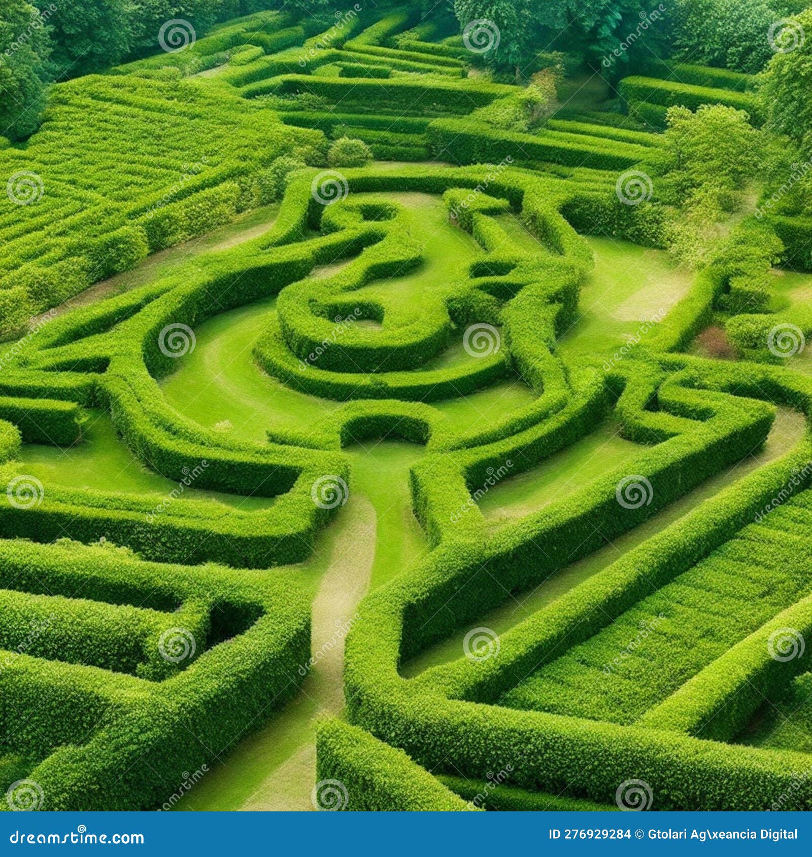 Green Labyrinth. Plant Maze. Garden. Aerial View of Green Labyrinth ...