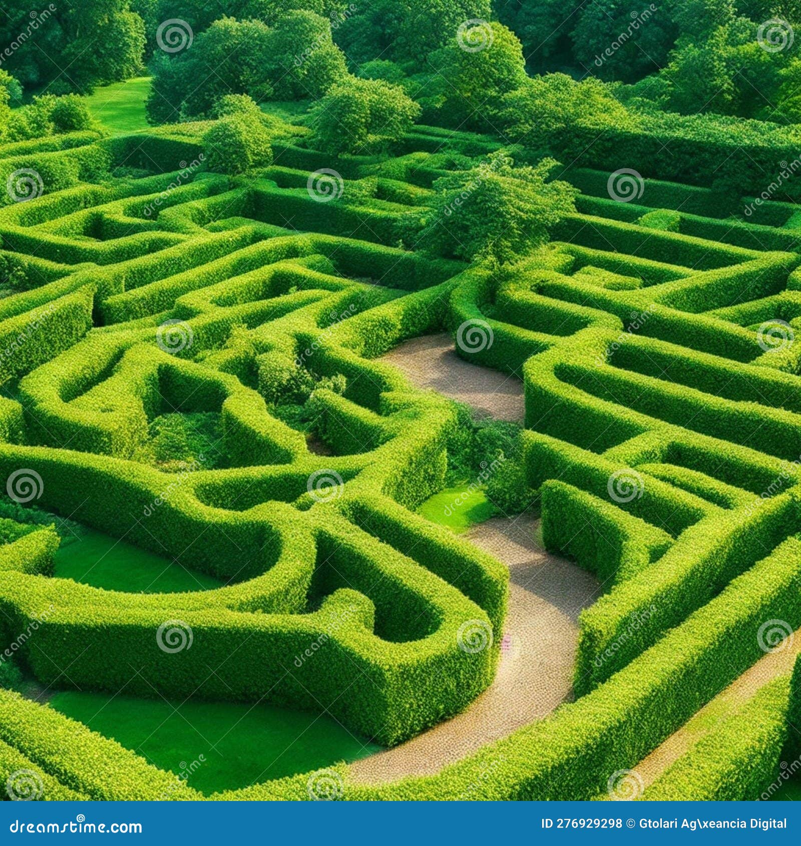 Green Labyrinth. Plant Maze. Garden. Aerial View of Green Labyrinth ...
