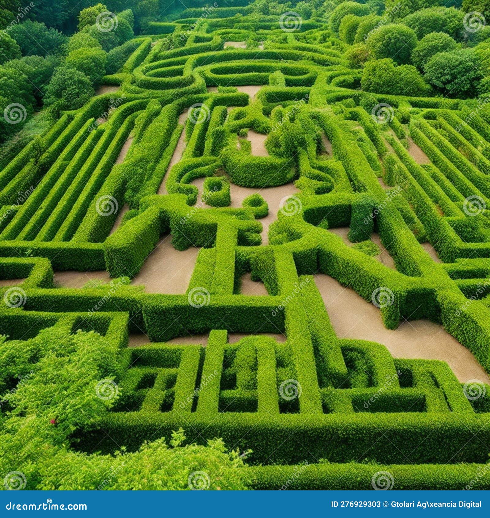 Green Labyrinth. Plant Maze. Garden. Aerial View of Green Labyrinth ...