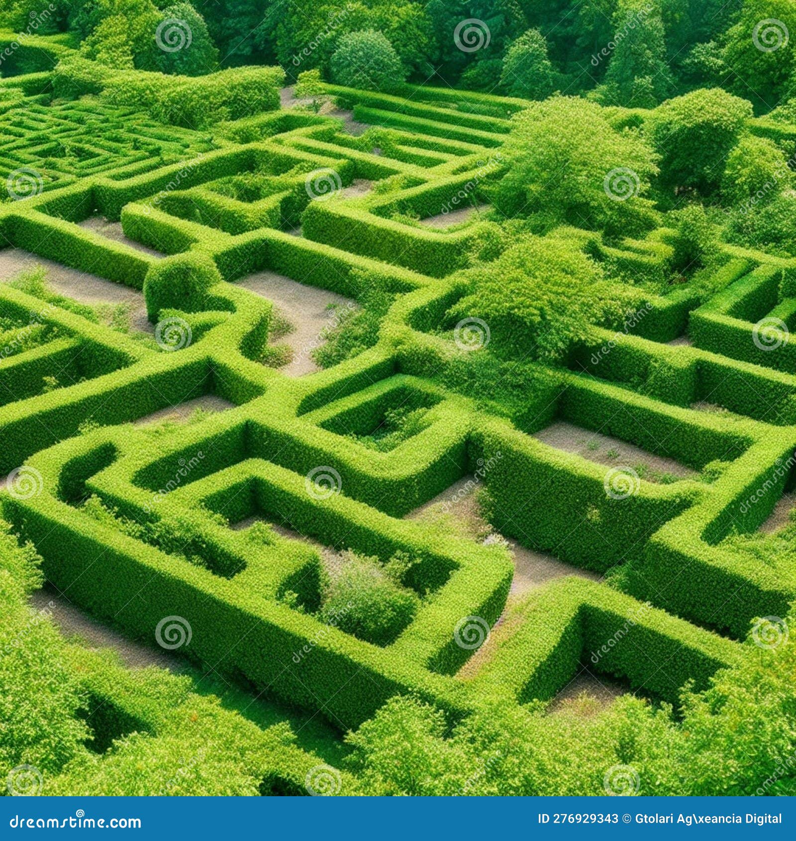 Green Labyrinth. Plant Maze. Garden. Aerial View of Green Labyrinth ...