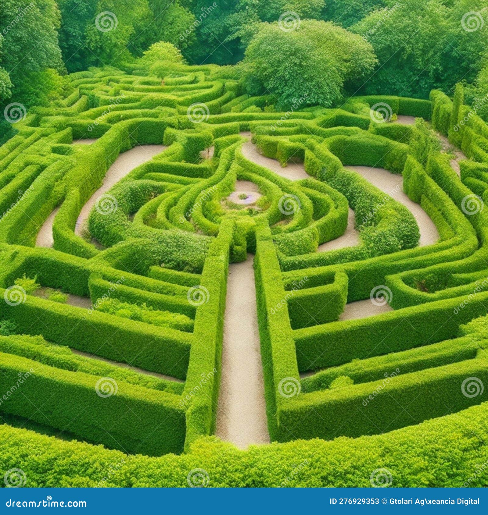 Green Labyrinth. Plant Maze. Garden. Aerial View of Green Labyrinth ...