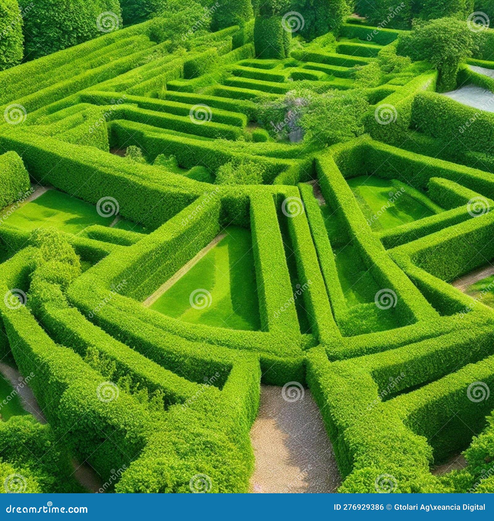 Green Labyrinth. Plant Maze. Garden. Aerial View of Green Labyrinth ...