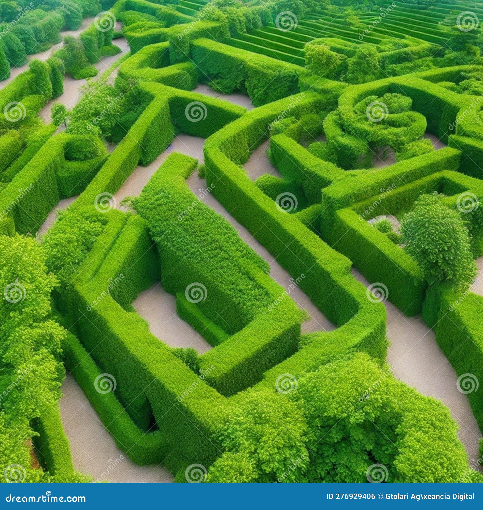 Green Labyrinth. Plant Maze. Garden. Aerial View of Green Labyrinth ...