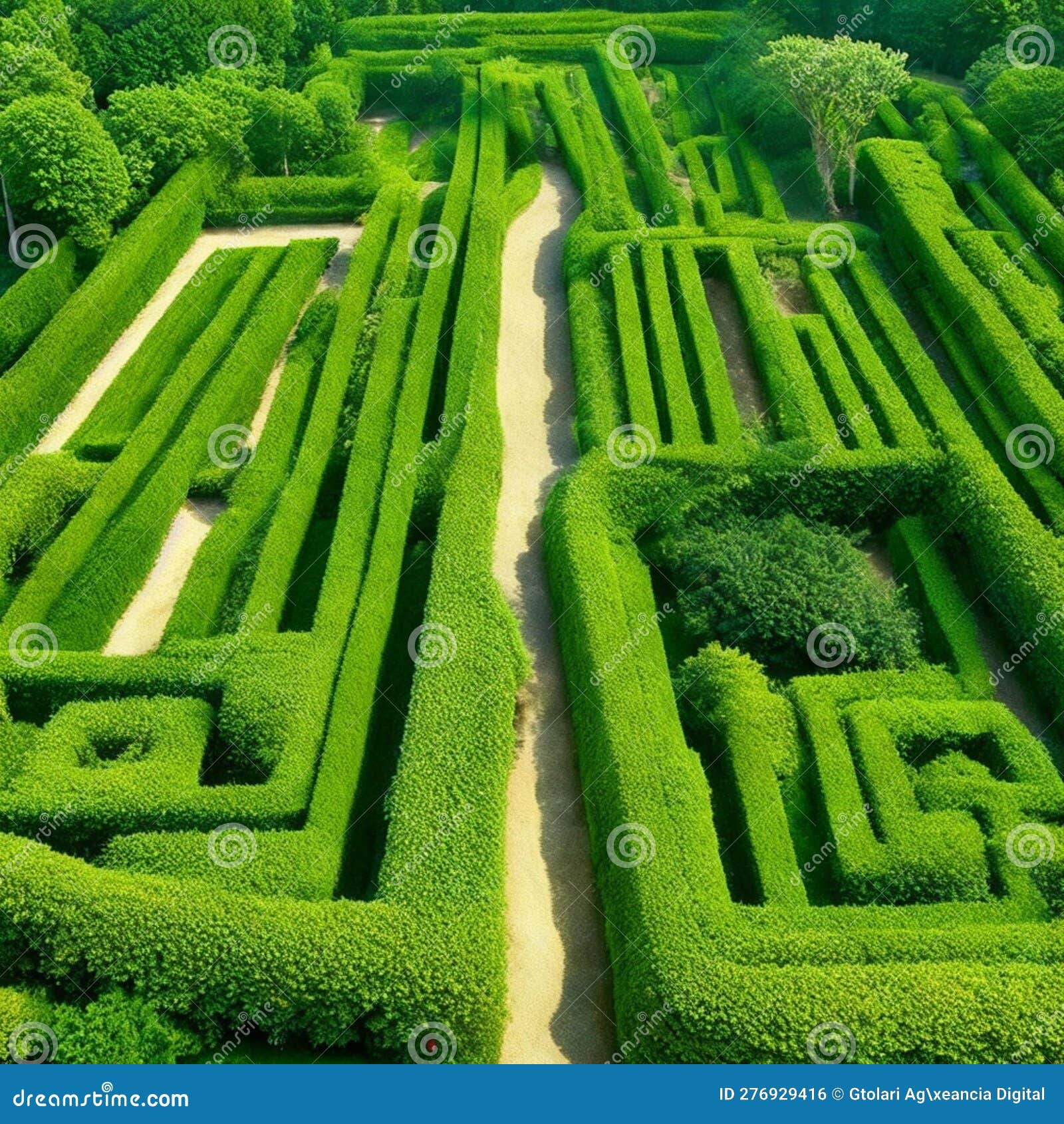 Green Labyrinth. Plant Maze. Garden. Aerial View of Green Labyrinth ...