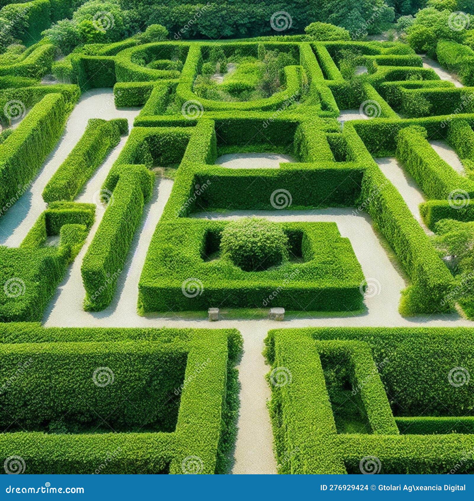 Green Labyrinth. Plant Maze. Garden. Aerial View of Green Labyrinth ...