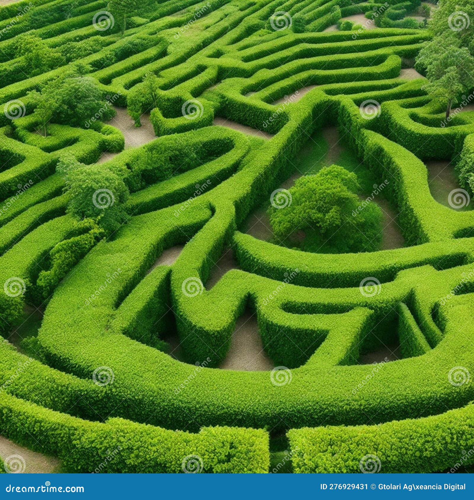 Green Labyrinth. Plant Maze. Garden. Aerial View of Green Labyrinth ...
