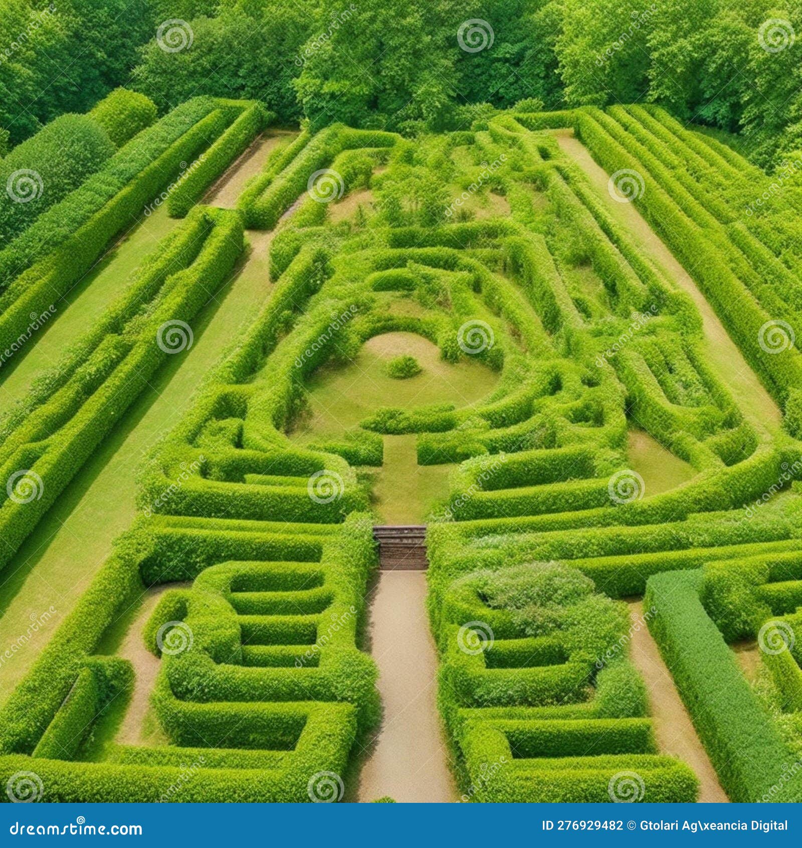 Green Labyrinth. Plant Maze. Garden. Aerial View of Green Labyrinth ...