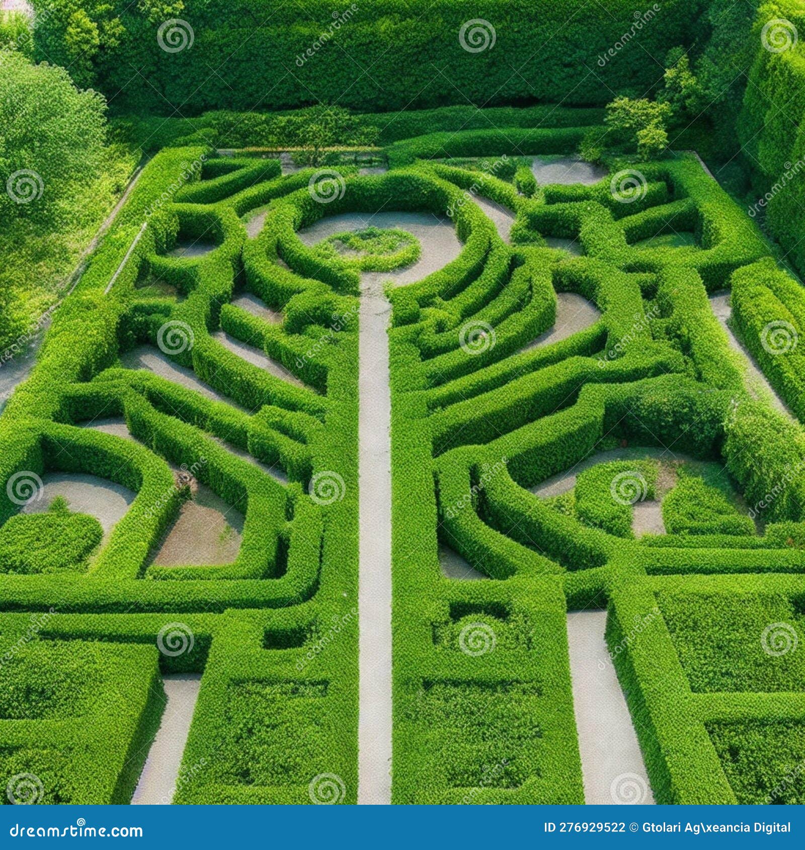 Green Labyrinth. Plant Maze. Garden. Aerial View of Green Labyrinth ...