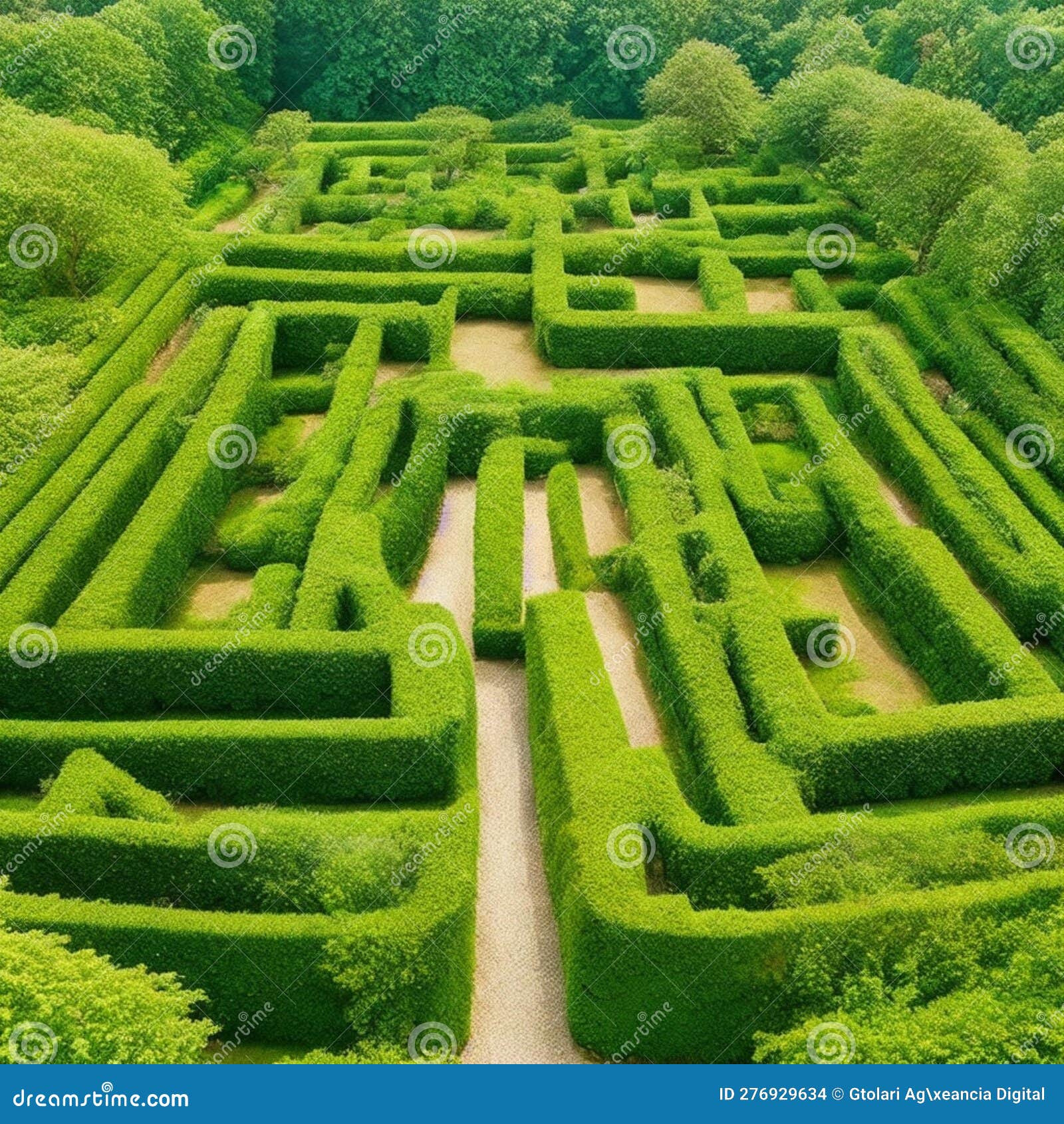 Green Labyrinth. Plant Maze. Garden. Aerial View of Green Labyrinth ...