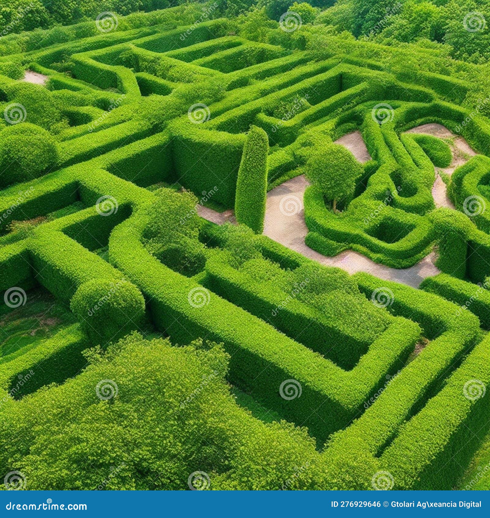Green Labyrinth. Plant Maze. Garden. Aerial View of Green Labyrinth ...