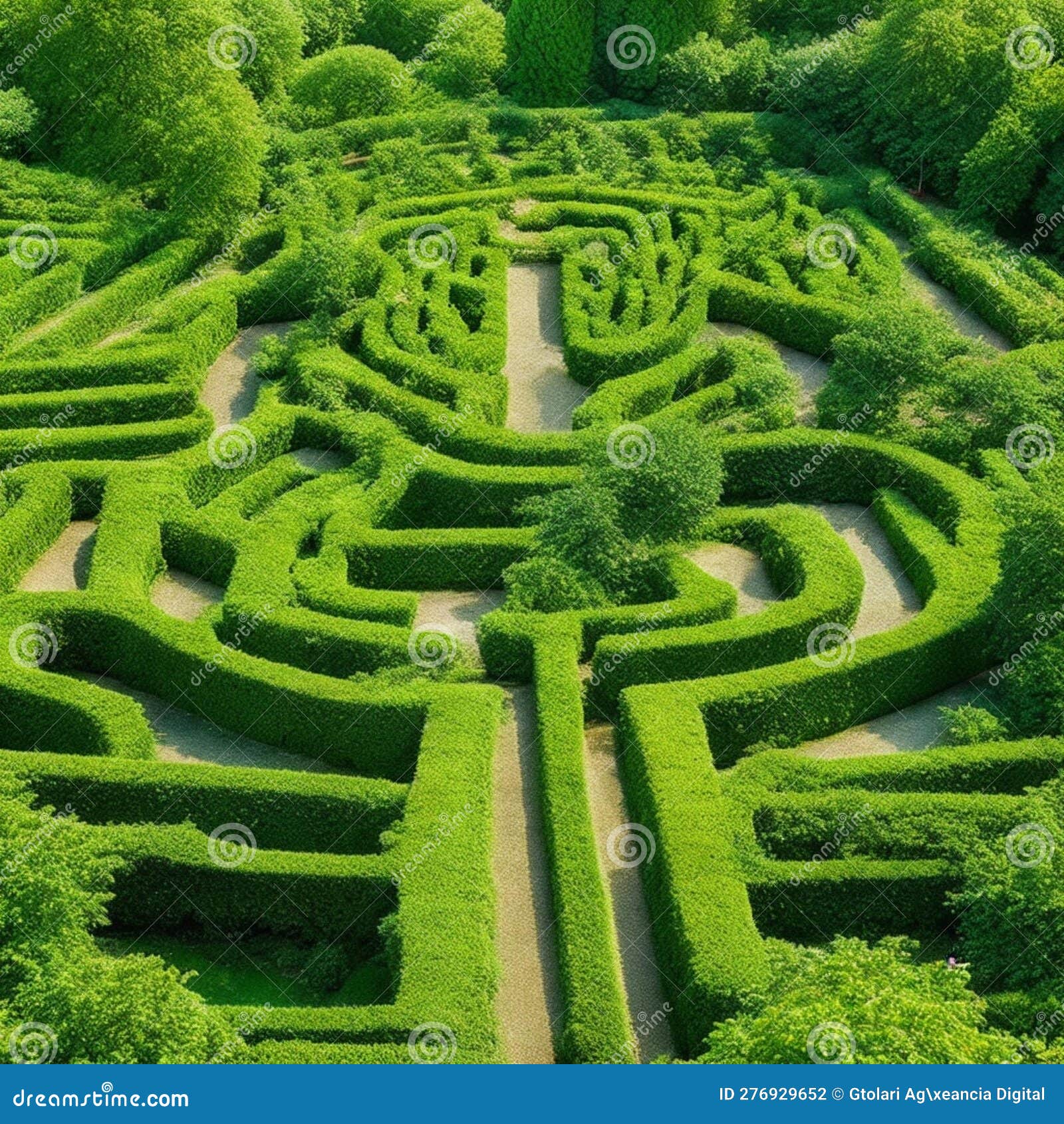 Green Labyrinth. Plant Maze. Garden. Aerial View of Green Labyrinth ...