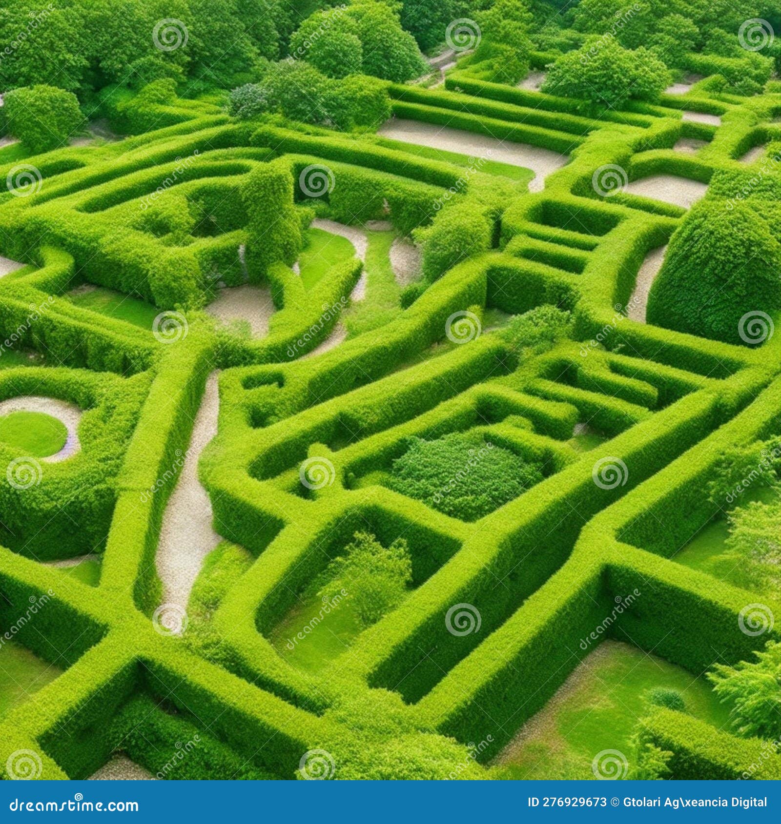 Green Labyrinth. Plant Maze. Garden. Aerial View of Green Labyrinth ...