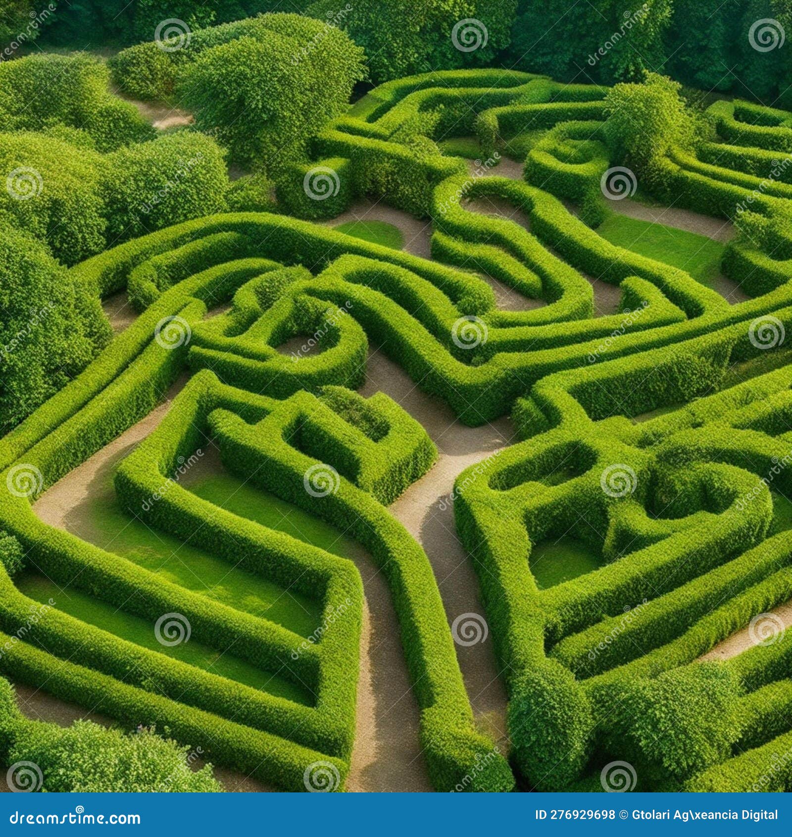 Green Labyrinth. Plant Maze. Garden. Aerial View of Green Labyrinth ...