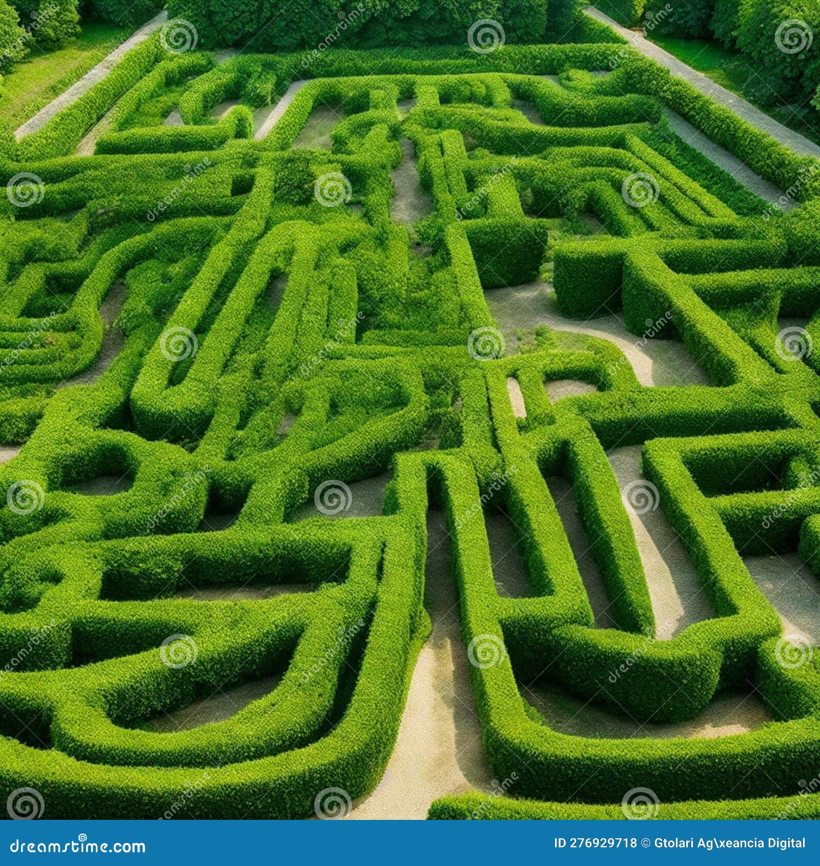 Green Labyrinth. Plant Maze. Garden. Aerial View of Green Labyrinth ...