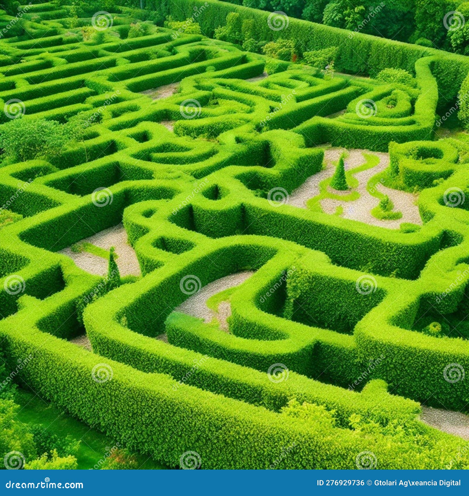 Green Labyrinth. Plant Maze. Garden. Aerial View of Green Labyrinth ...