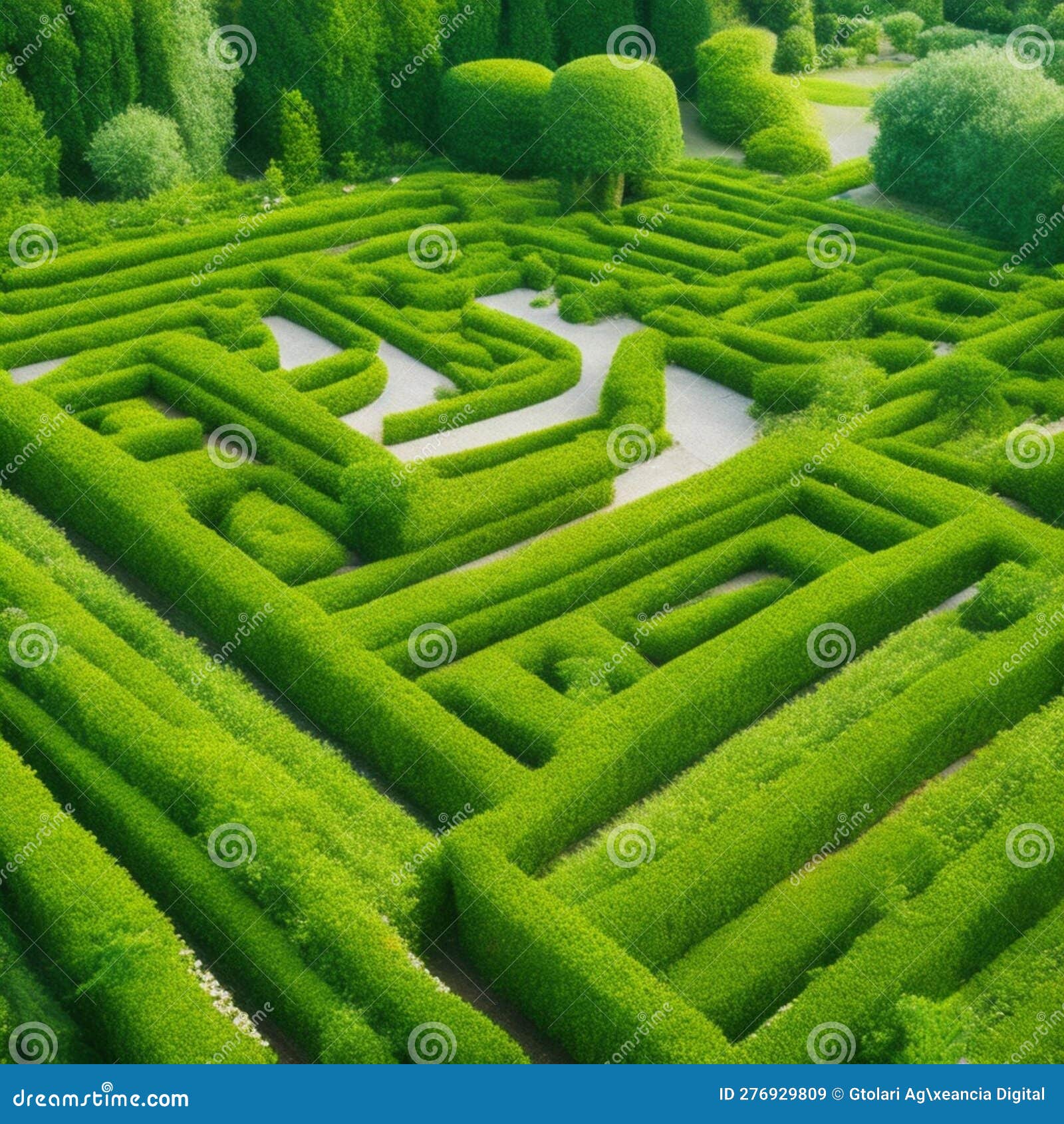 Green Labyrinth. Plant Maze. Garden. Aerial View of Green Labyrinth ...
