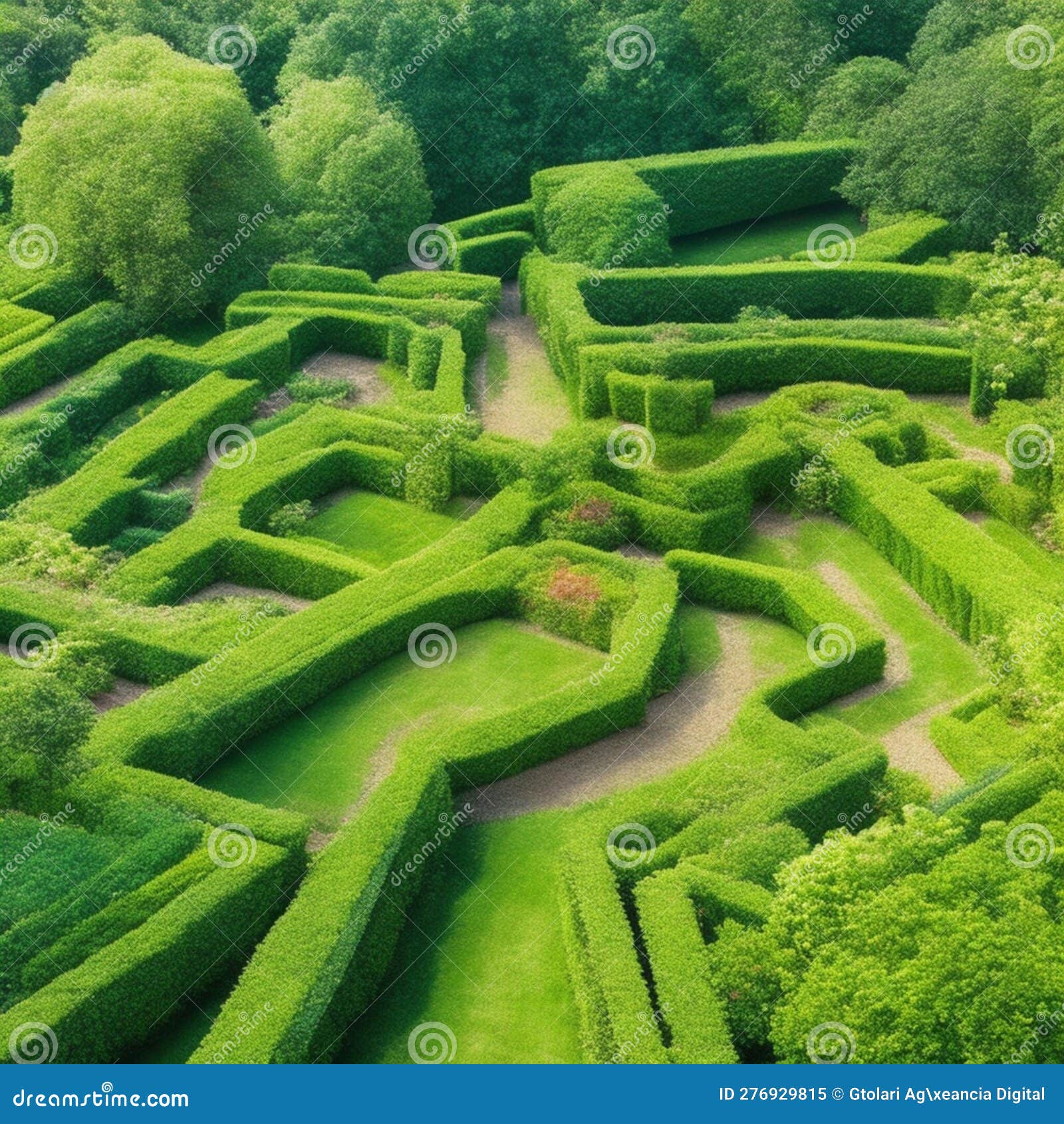 Green Labyrinth. Plant Maze. Garden. Aerial View of Green Labyrinth ...