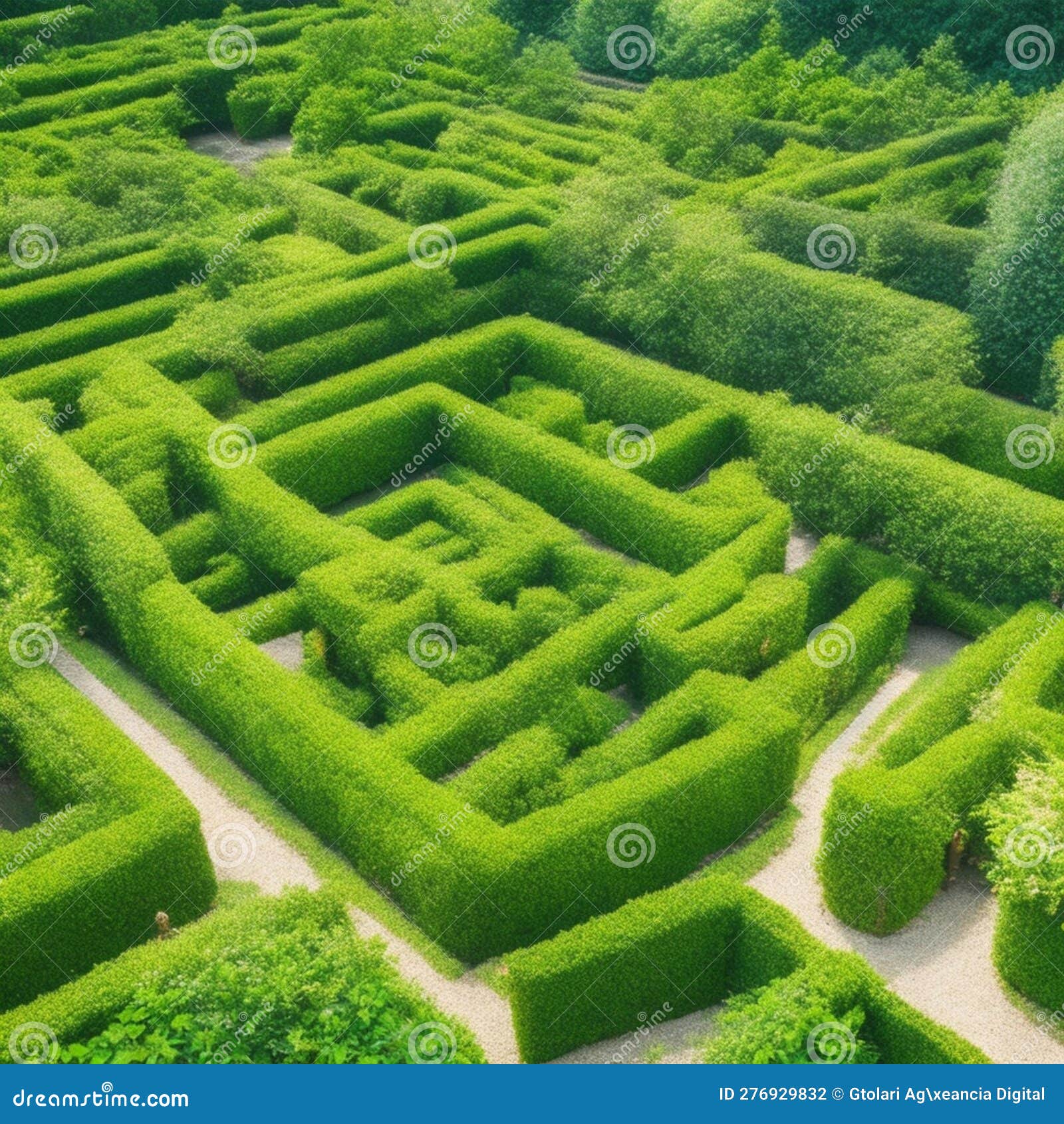 Green Labyrinth. Plant Maze. Garden. Aerial View of Green Labyrinth ...