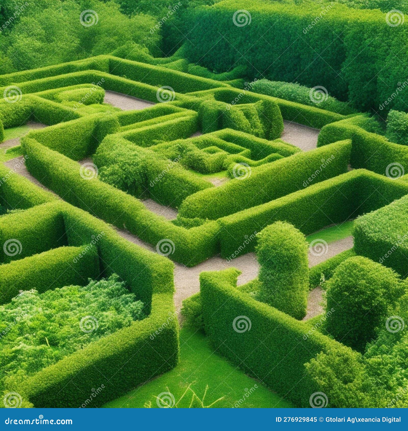 Green Labyrinth. Plant Maze. Garden. Aerial View of Green Labyrinth ...