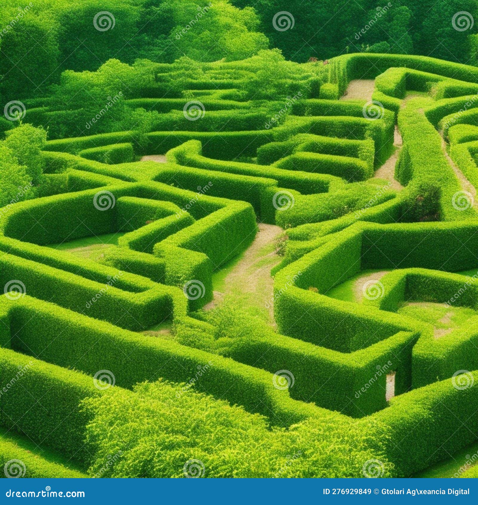 Green Labyrinth. Plant Maze. Garden. Aerial View of Green Labyrinth ...