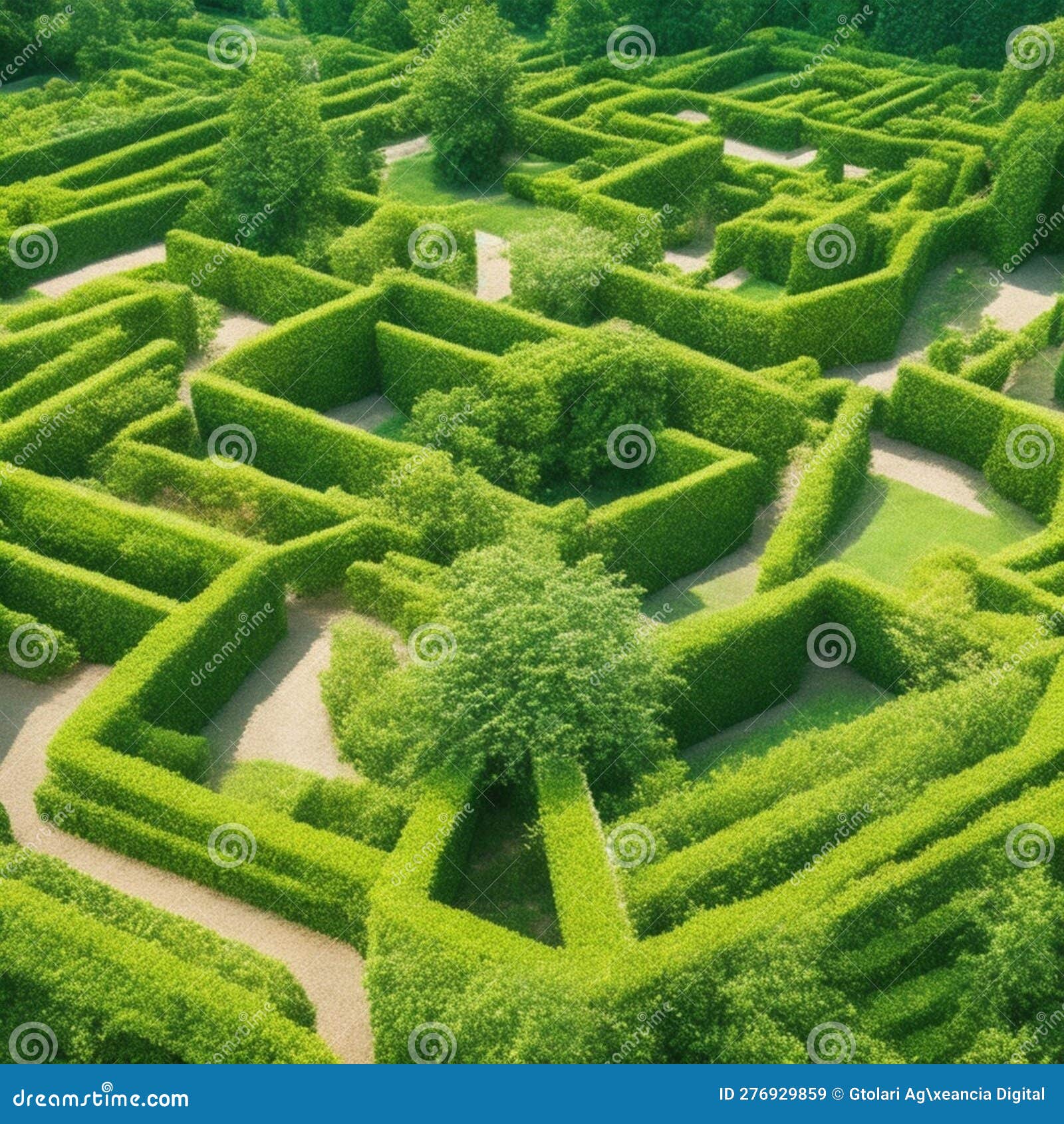 Green Labyrinth. Plant Maze. Garden. Aerial View of Green Labyrinth ...