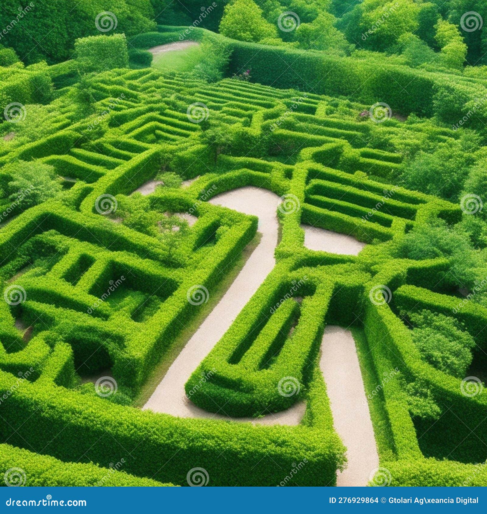 Green Labyrinth. Plant Maze. Garden. Aerial View of Green Labyrinth ...
