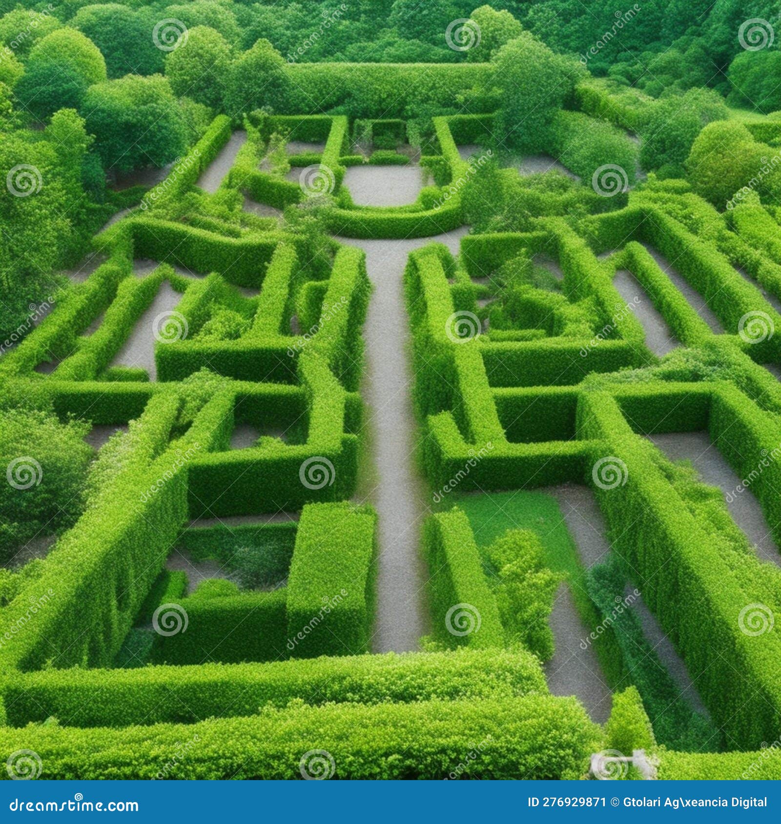 Green Labyrinth. Plant Maze. Garden. Aerial View of Green Labyrinth ...