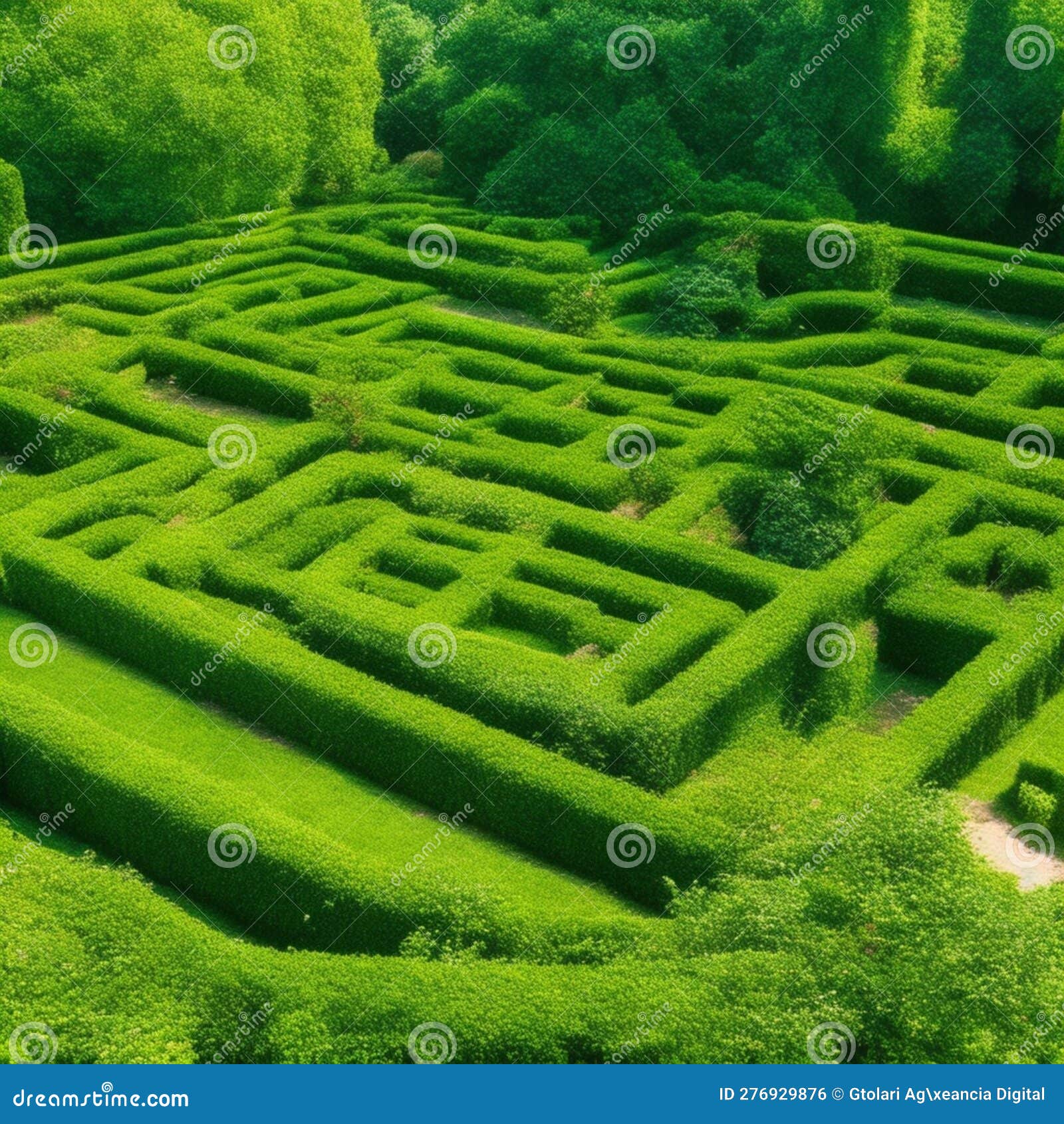 Green Labyrinth. Plant Maze. Garden. Aerial View of Green Labyrinth ...