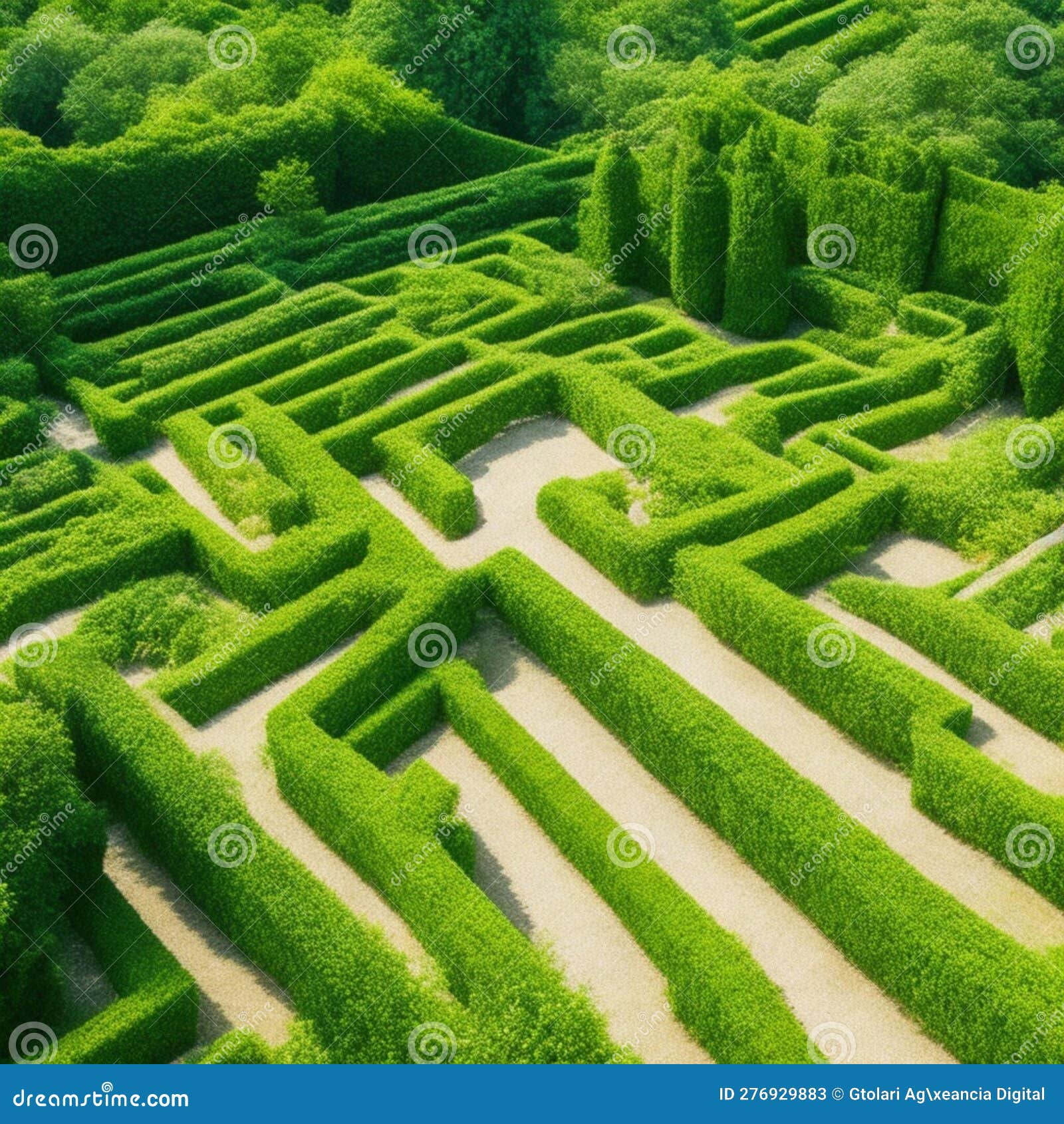 Green Labyrinth. Plant Maze. Garden. Aerial View of Green Labyrinth ...