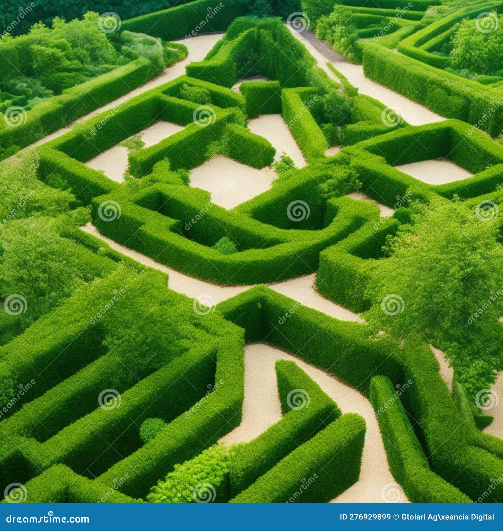 Green Labyrinth. Plant Maze. Garden. Aerial View of Green Labyrinth ...