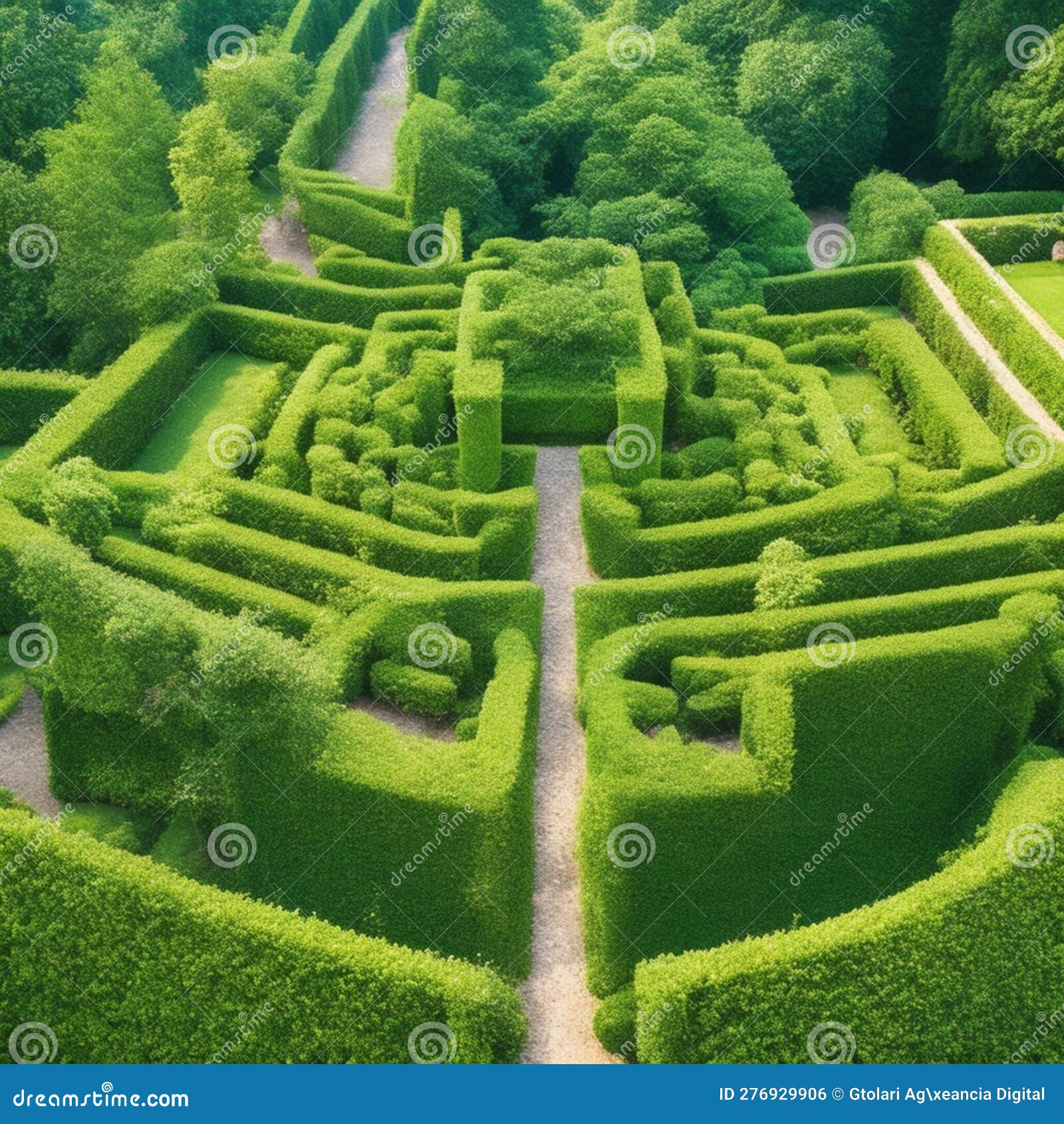 Green Labyrinth. Plant Maze. Garden. Aerial View of Green Labyrinth ...