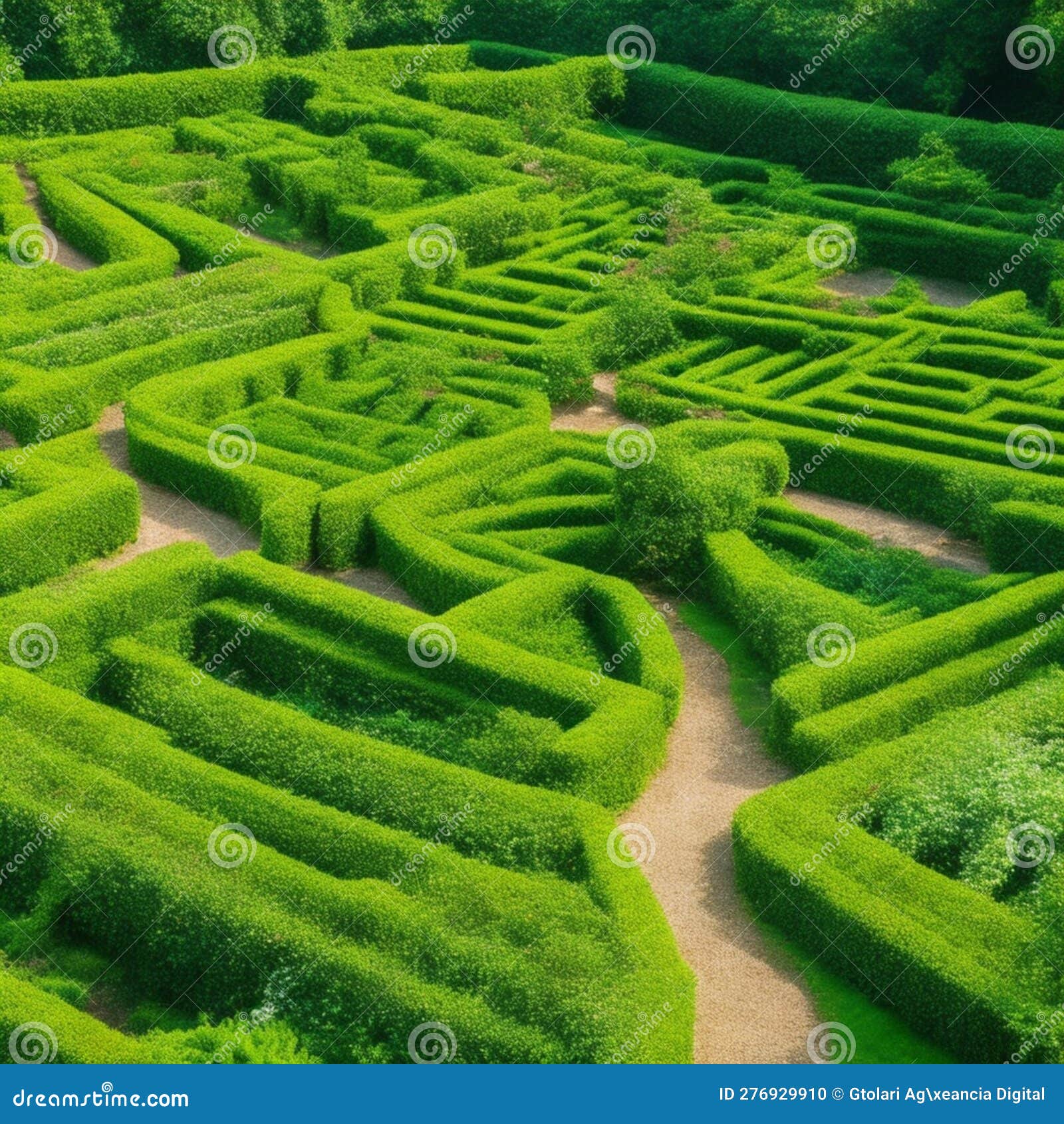 Green Labyrinth. Plant Maze. Garden. Aerial View of Green Labyrinth ...