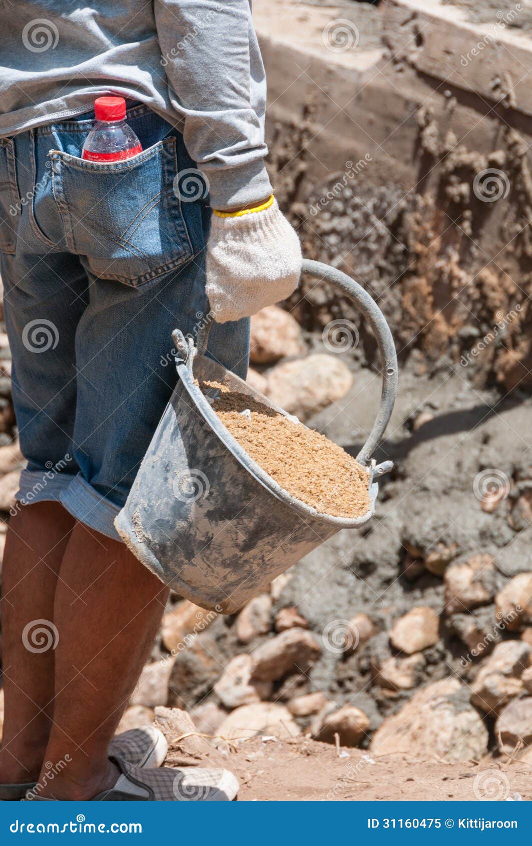 Labor Carry Sand in Cistern for Construction Stock Image - Image of ...