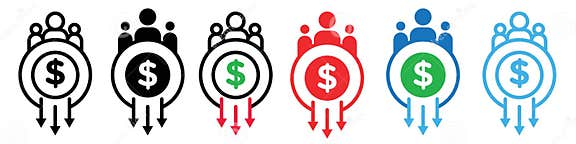 Labor Cost Reduction Icons for Worker Pay Salary and Wage Income ...