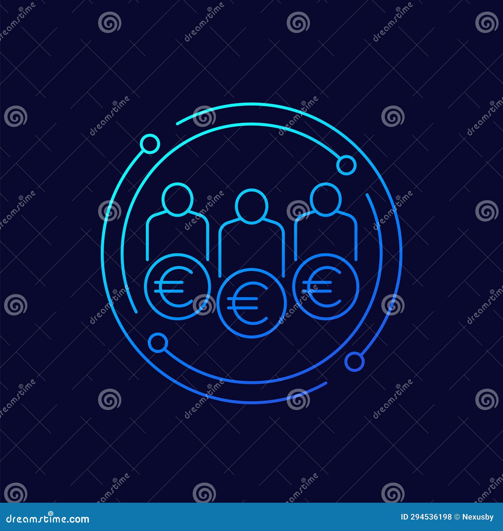 Labor Costs Icon with Workers, Linear Design Stock Vector ...