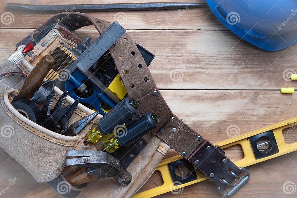 Labor Day Background, Tool Belt with Tools Stock Photo - Image of ...