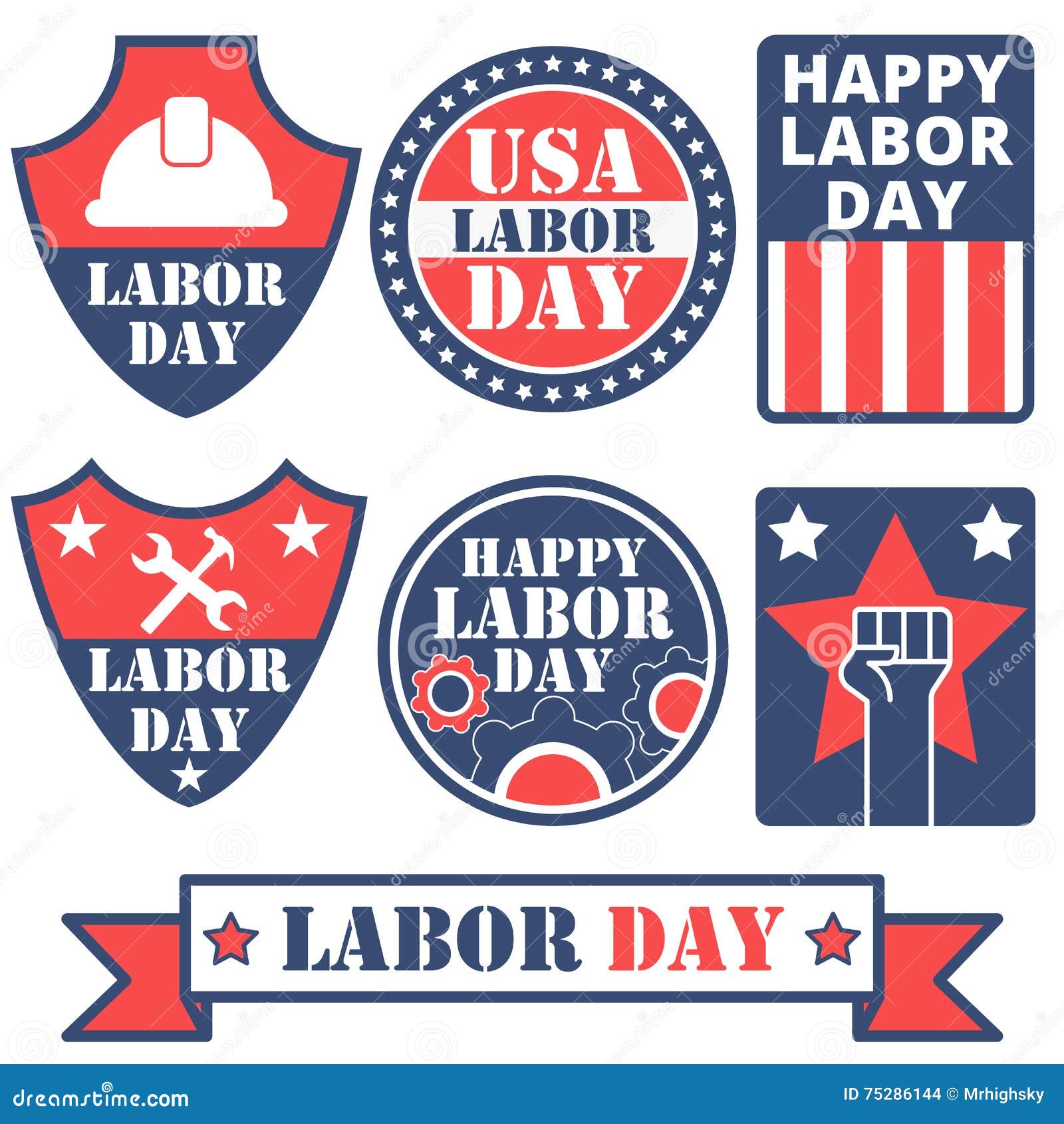 Labor Day Badges and Stickers Stock Vector - Illustration of badges ...