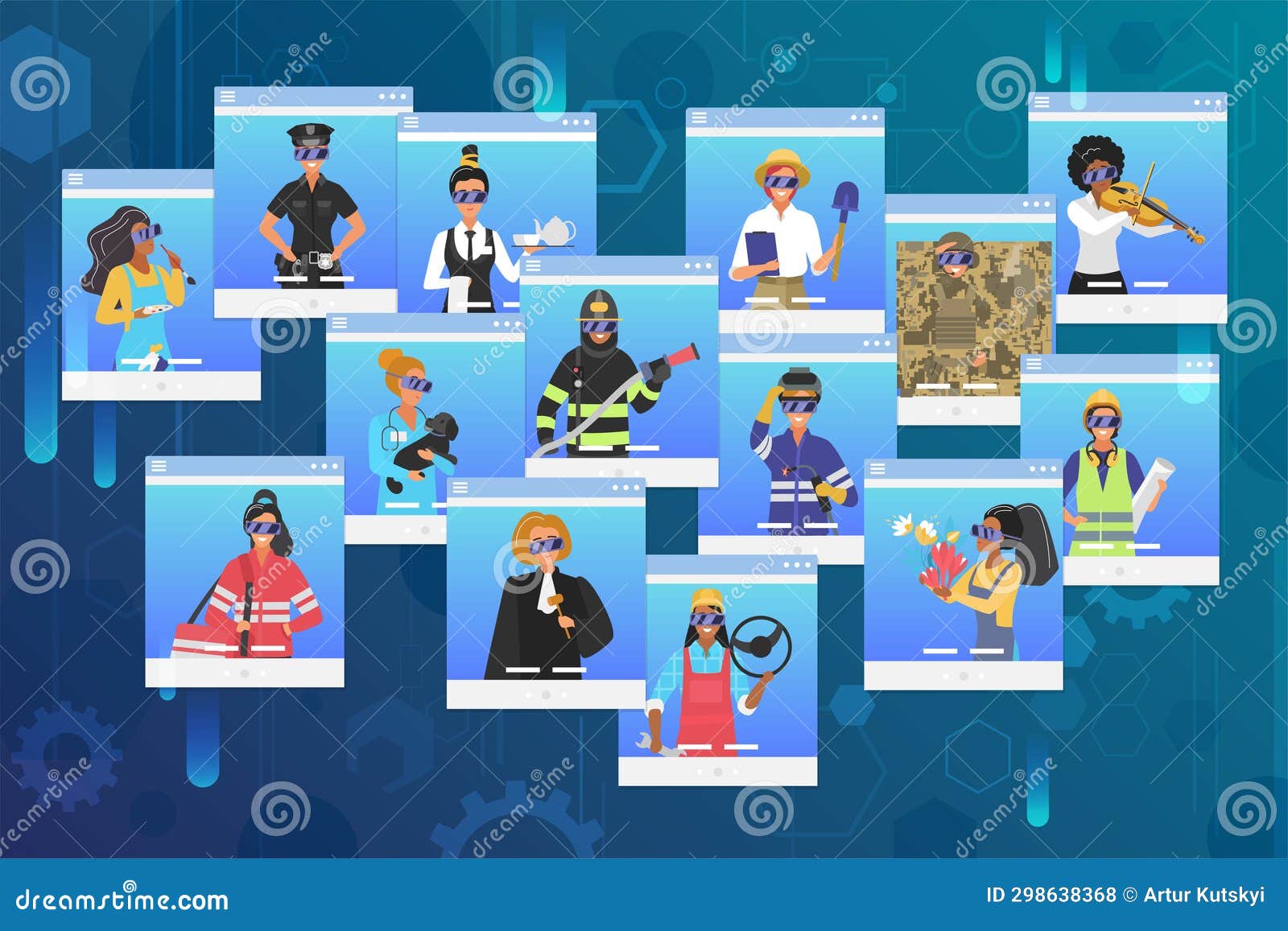 Labor Day Banner, Group of Women of Different Professions Inside Online ...