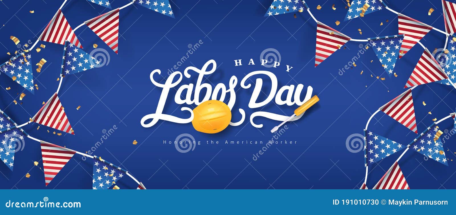 Labor Day Banner Template Decor with American Flags Garlands Decor ... Labor Day Banner Template Decor with American Flags Garlands Decor ...