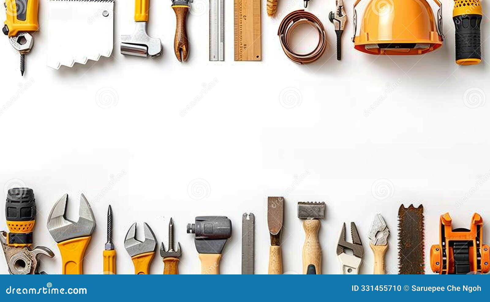 Labor Day Celebration Frame Border Background with Various Tools and ...